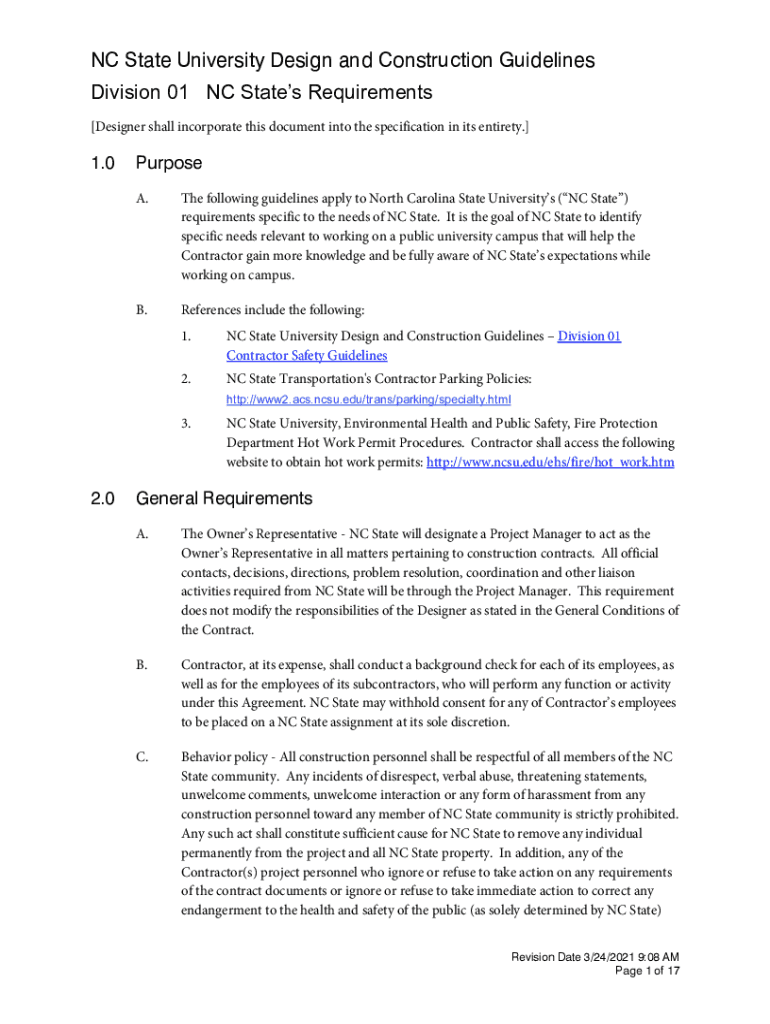 Fillable Online facilities ofa ncsu Design and Construction GuidelinesFacilitiesDesign ...