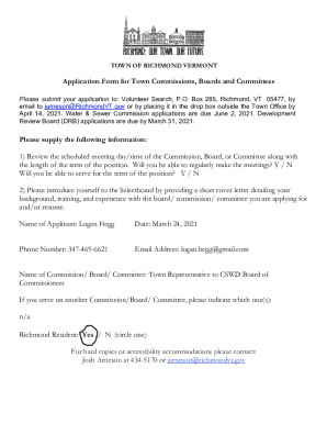 Fillable Online Application Form for Town Commissions, Boards and ...