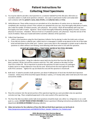 Fillable Online odh ohio Patient Instruction Sheet for Stool Collection ...