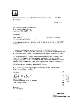 Fillable Online Tennessee Valley Authority, Amendment Request letter ...