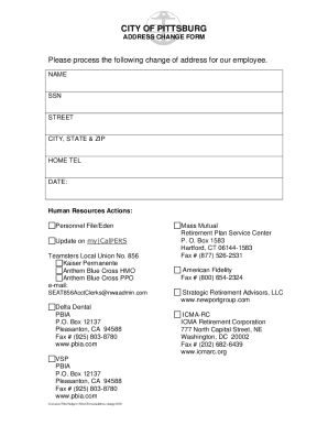 Fillable Online ADDRESS CHANGE FORM Fax Email Print - pdfFiller