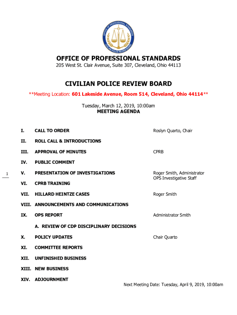 Fillable Online Office of Professional Standards (OPS)City of Cleveland ...