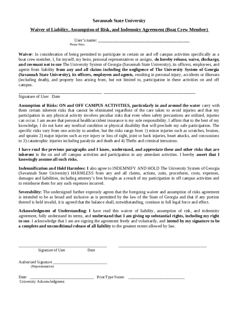 web.savannahstate.eduuniversity-advancementWAIVER OF LIABILITY, ASSUMPTION OF RISK, AND ...