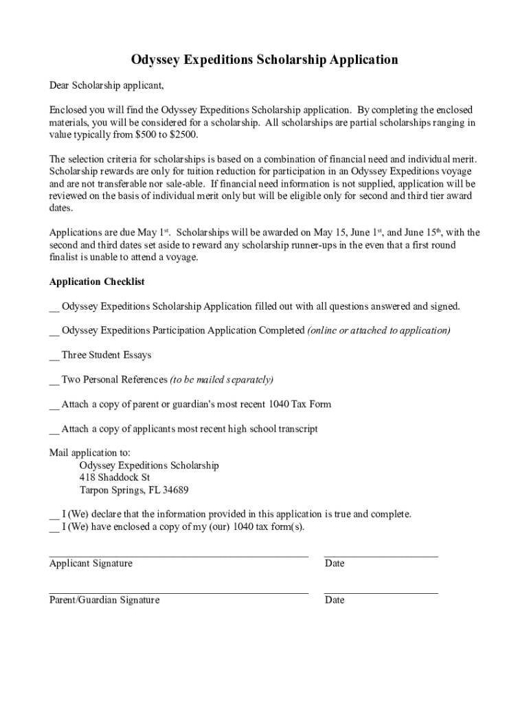 Fillable Online Odyssey Expeditions Voyage Enrollment Application Fax Email Print - pdfFiller