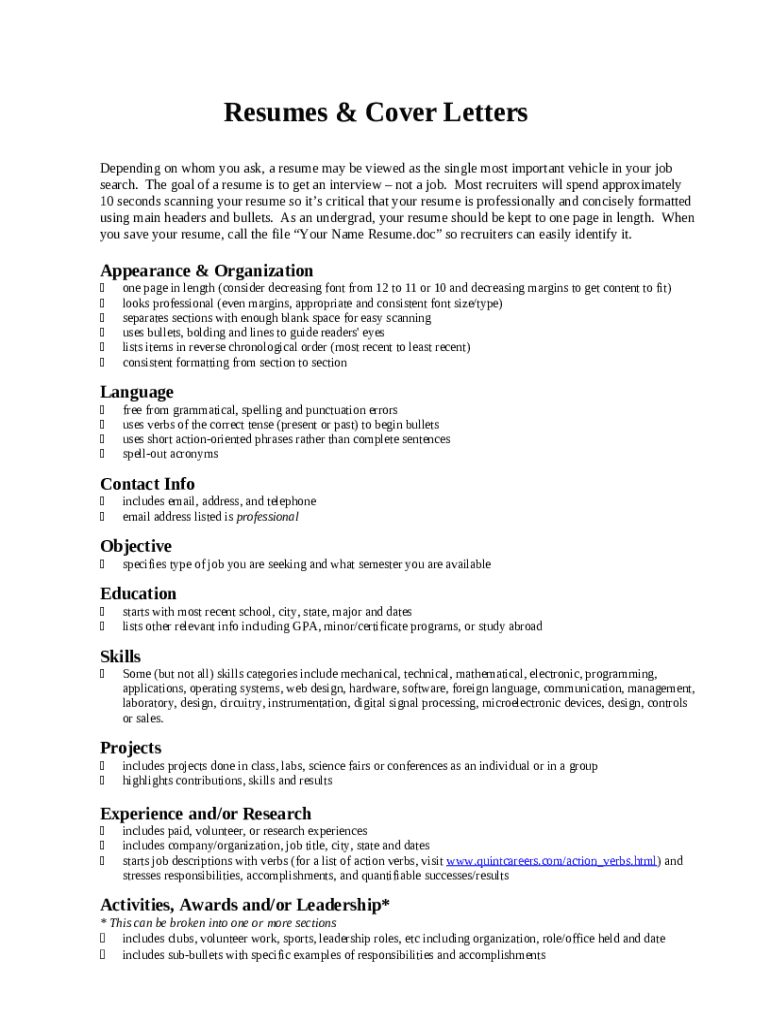 DOC Appendix ASample Resumes - Georgia Tech Doc Template | pdfFiller