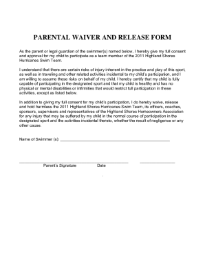 Fillable Online parent waiver for child - pdfFiller. On-line PDF form ...