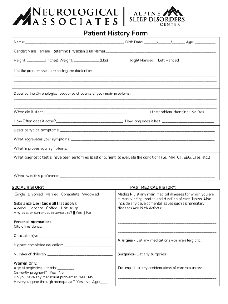 Fillable Online cocodoc.comform457834474-PATIENT-HISTORY-FORMPatient History Form (Please Print ...