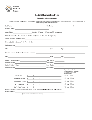 Fillable Online Patient Registration Form - carsonmedicalgroup.com Fax Email Print - pdfFiller