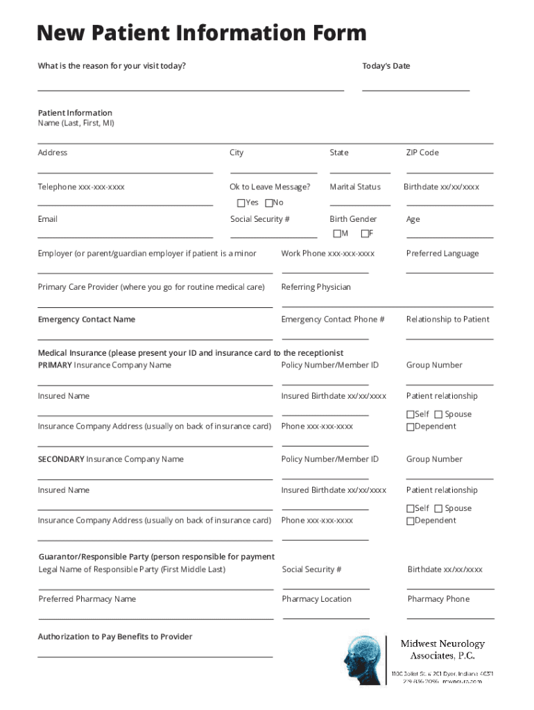 Fillable Online Initial Visit Patient Forms (MDR) Form TemplateJotFormNew Patient Information ...