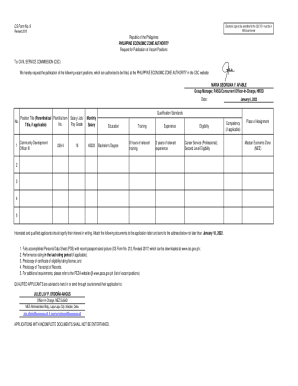 Fillable Online CS Form No. 9 To - PEZA Fax Email Print - pdfFiller
