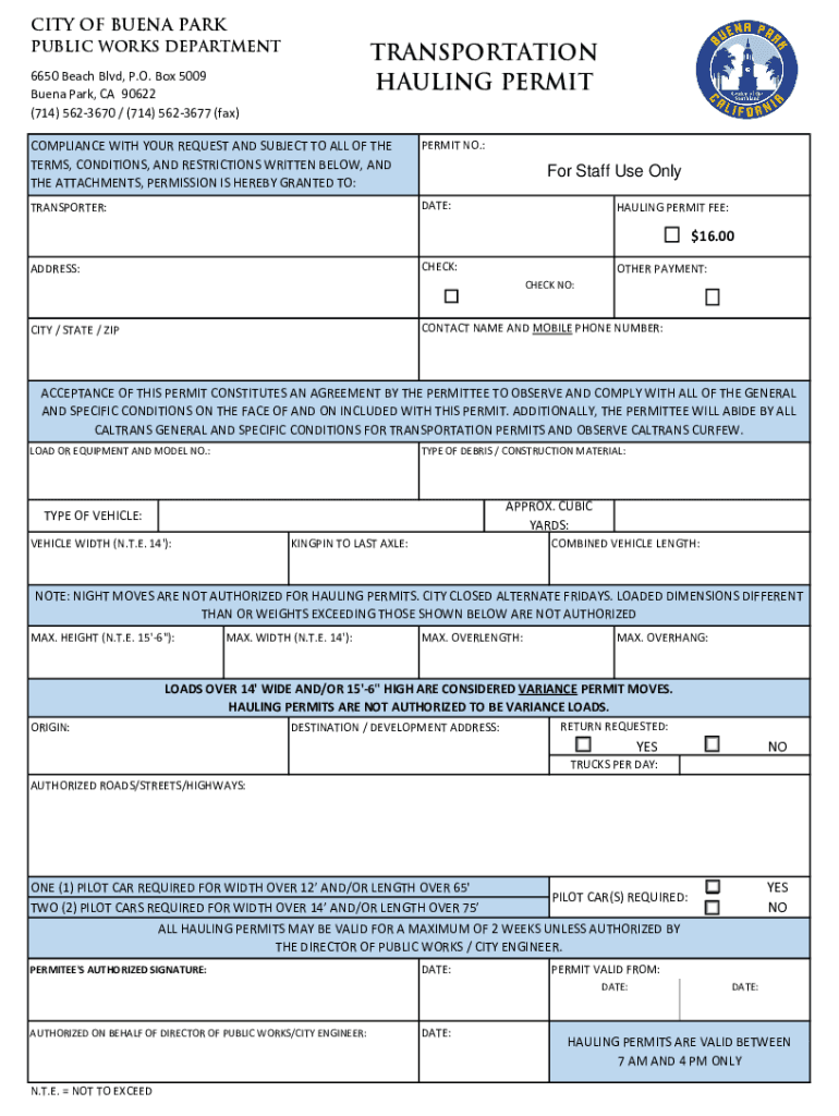 Fillable Online cms7files1.revize.combuenaparkcaDocumentcenterCITY OF ...