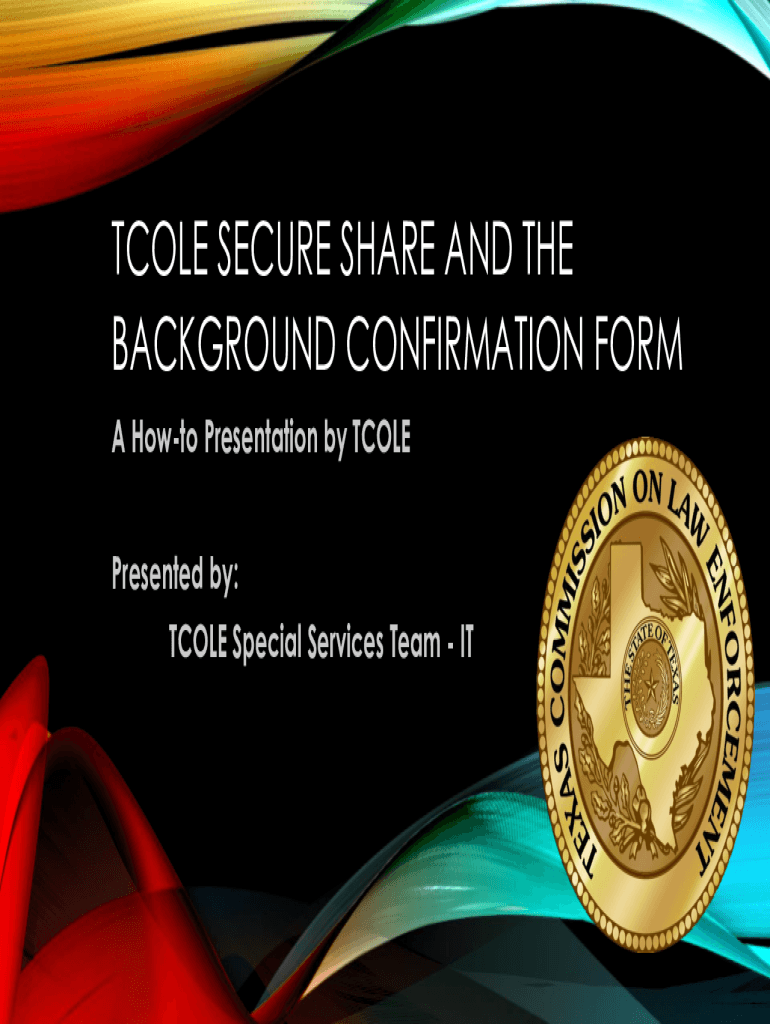 Fillable Online Texas Secure Share and the Background Confirmation Form ...