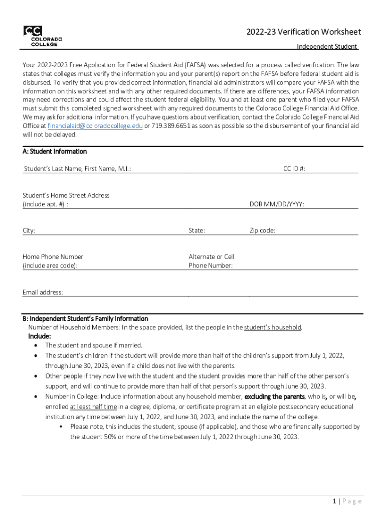 Fillable Online www.wwcc.edu financial-aid forms2022-2023 Forms ...