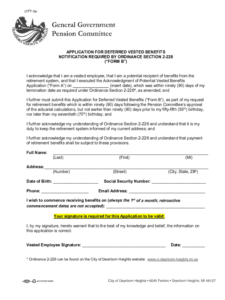 Fillable Online files4.revize.comdearbornheightsDH Gen ...