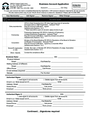 Fillable Online Omega Federal Credit Union: OMEGA - 206 Siebert Road ...