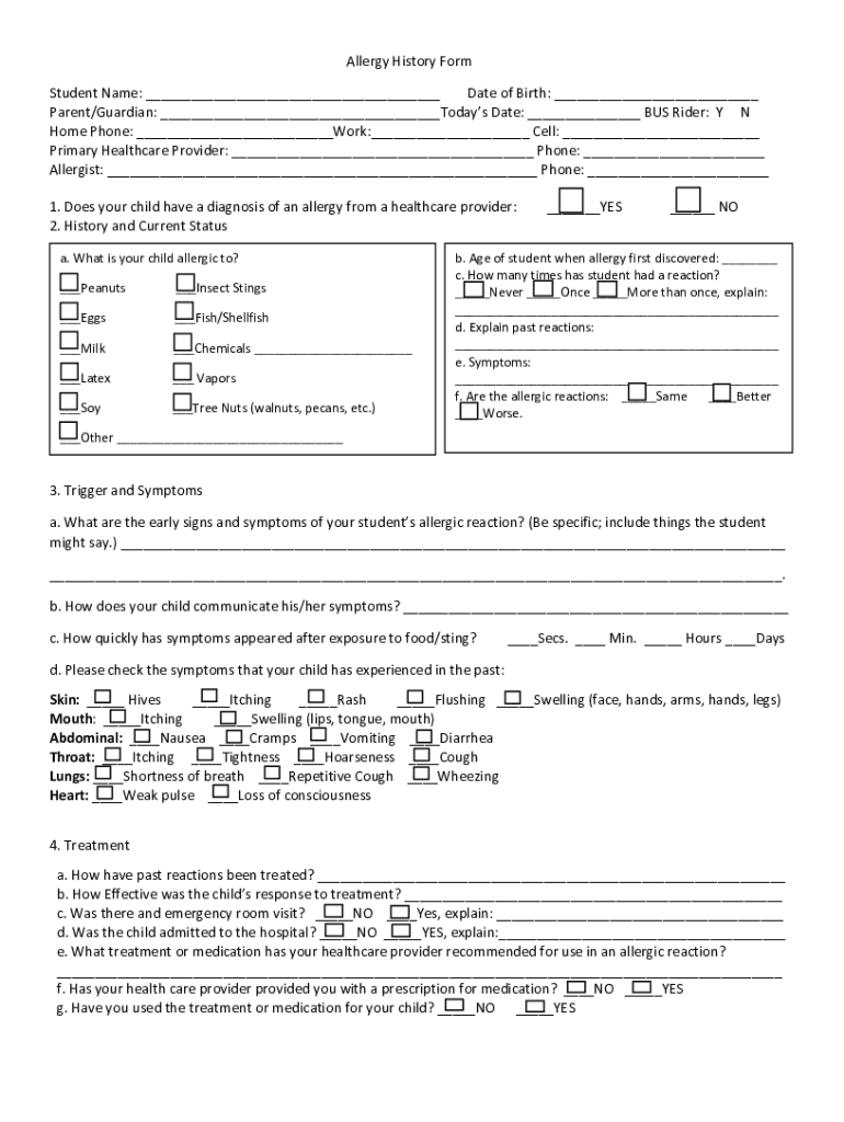 Fillable Online www.coursehero.comfile83722844Family Food Allergy ...