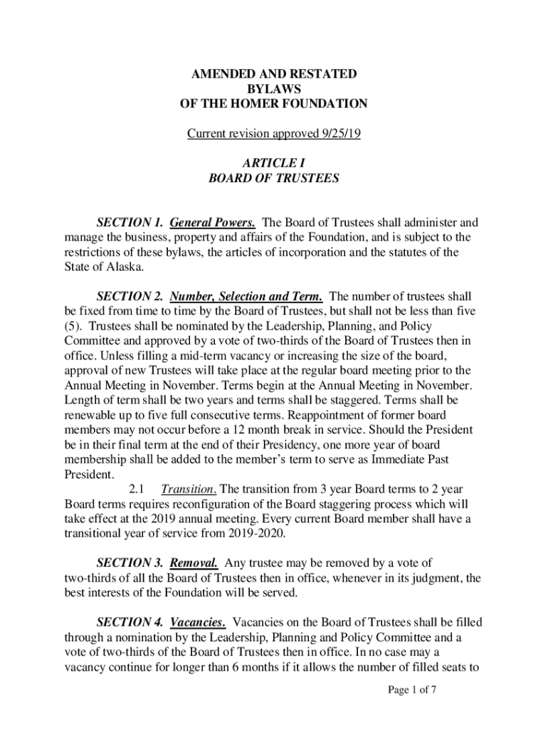 Fillable Online AMENDED AND RESTATED BYLAWS OF THE FOUNDATION OF THE ...