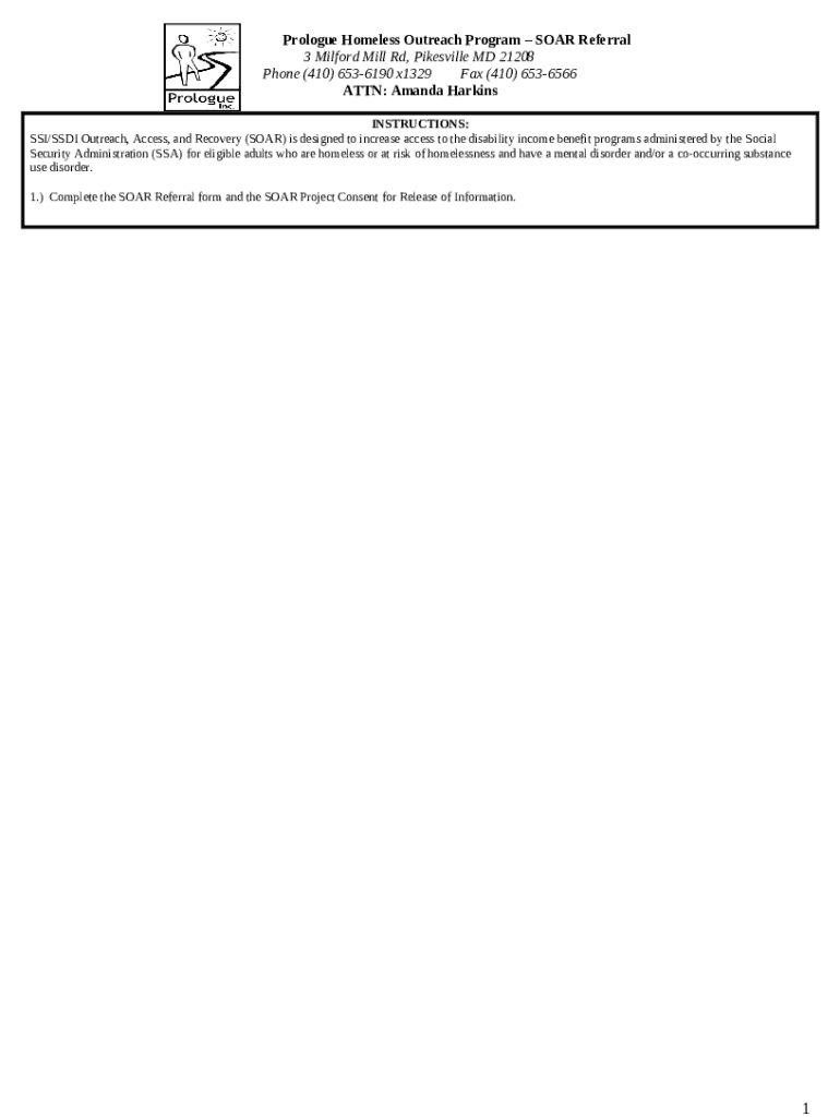 Prologue Homeless Outreach ProgramHomeless ID Project Doc Template | pdfFiller