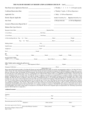 Fillable Online THE PALMS LOT RESERVATION FORM Fax Email Print - pdfFiller