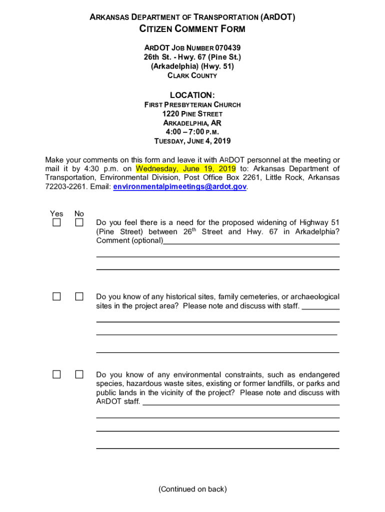 Fillable Online Home - Arkansas Department of Transportation - ArDOT ...
