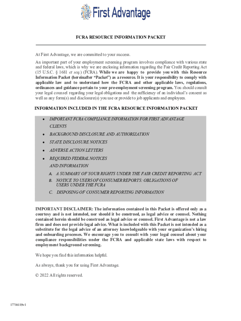 Fillable Online FCRA 101: How to Avoid Risky Background Checks ...