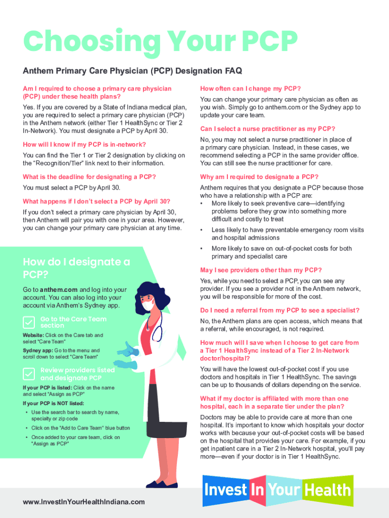 Fillable Online www.in.govState-of-IndianaPick-a-PCP-FAQChoosing Your ...