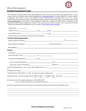 Fillable Online www.csuchico.eduactivity-assessment-formOffice of Risk ...