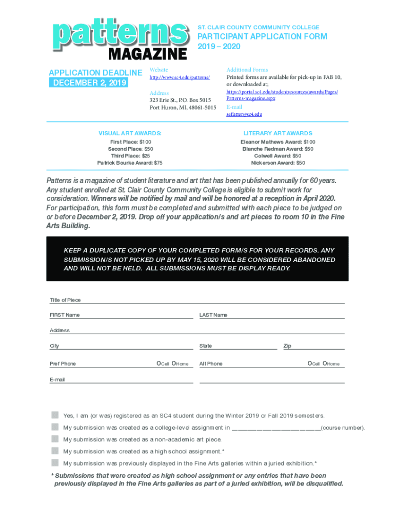 Fillable Online Patterns Application Form19-20 Fax Email Print - pdfFiller