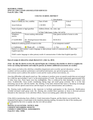 REFERRAL SPECIAL EDUCATION AND RELATED SERVICES ... Doc Template ...