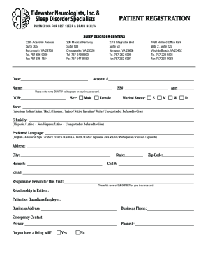 Fillable Online Neurology Patient Registration Form Fax Email Print - pdfFiller