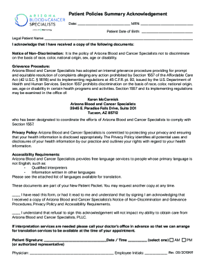 Fillable Online Consent and Acknowledgement Form Patient's name: Date ...