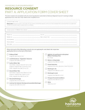 Fillable Online Application for Resource Consent: Discharge to Land ...