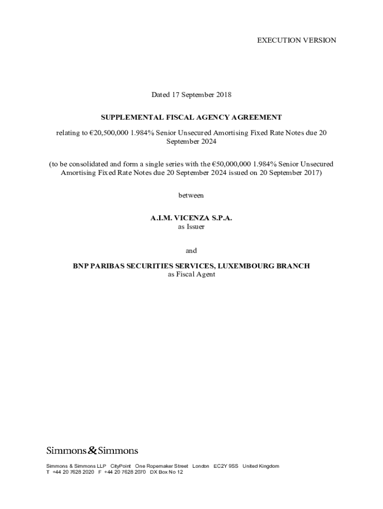 Fillable Online AIM Vicenza S.p.A. - TAP Issue - Supplemental Fiscal ...