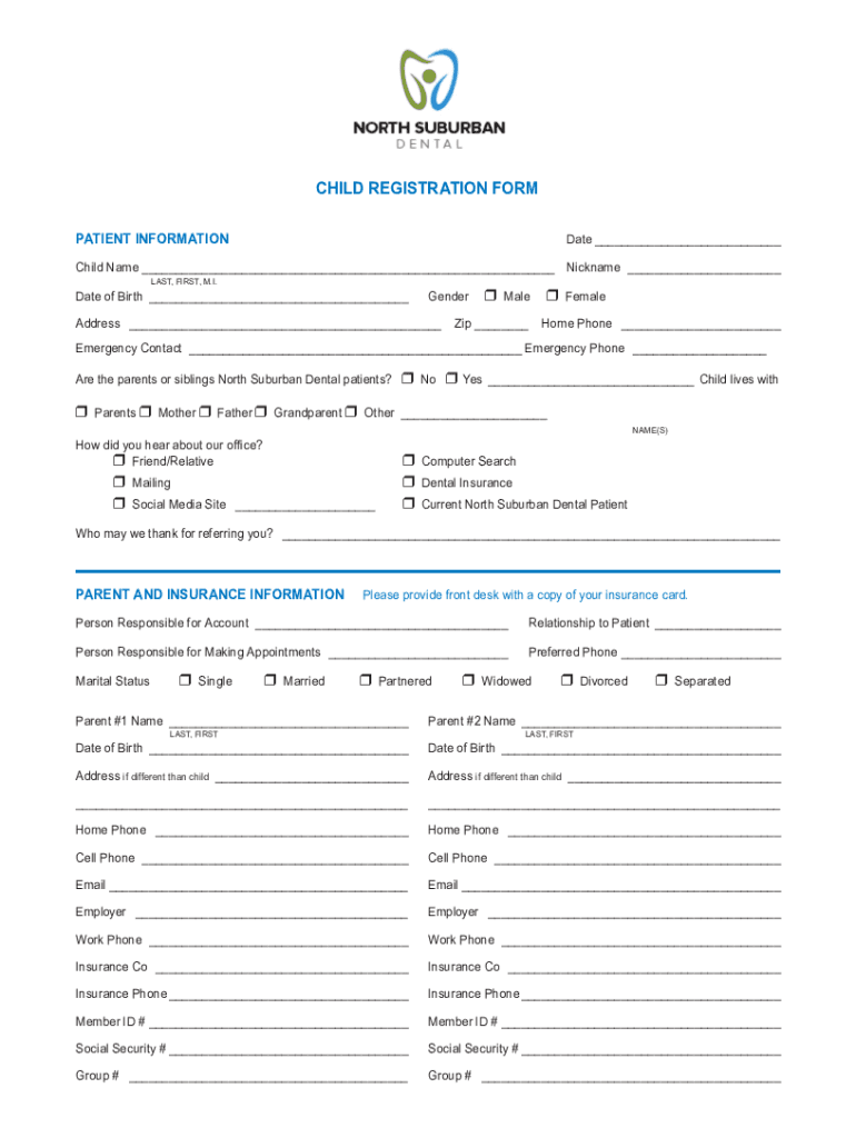 Fillable Online Child Registration Forms - smileswithcaredentistry.com ...
