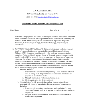 Fillable Online Telemental Health Consent for Treatment Form.docx Fax ...