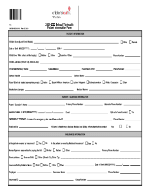 Fillable Online School Telehealth Patient Information Form final 5-25 ...