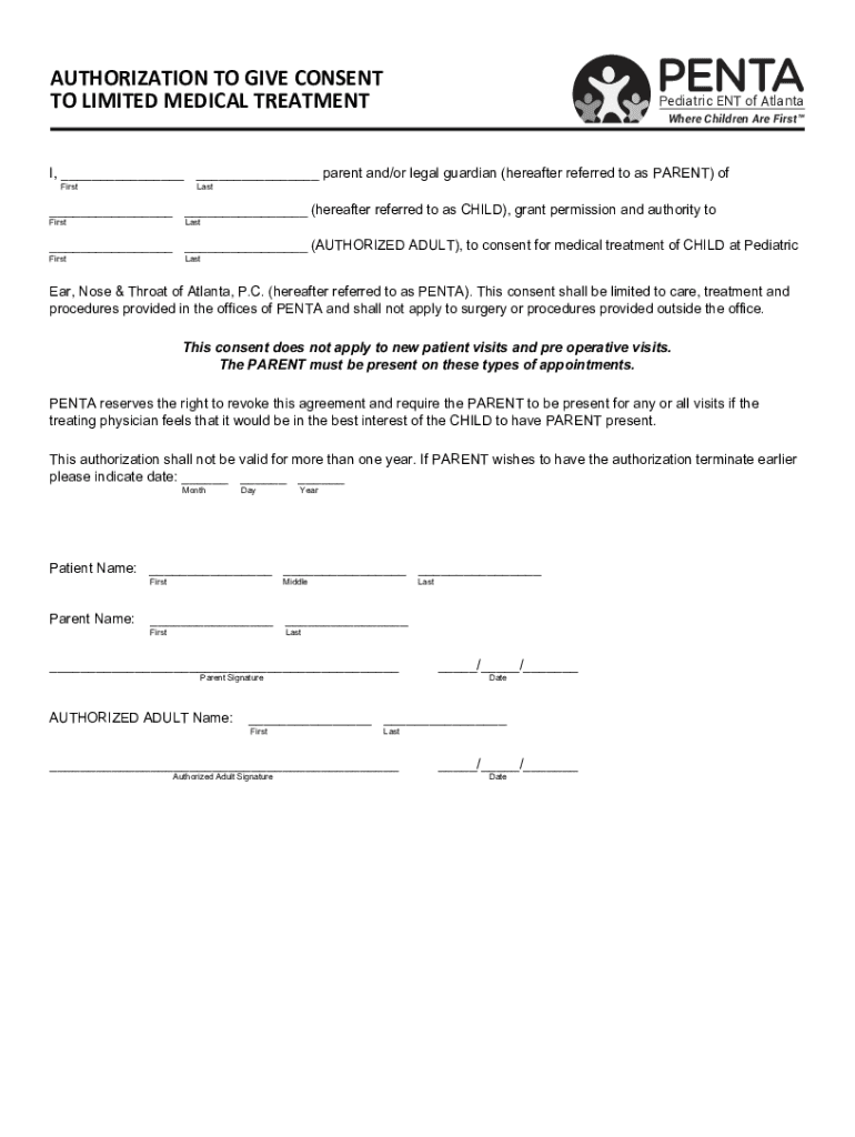 Fillable Online FORM- Consent-Authorization for Consent to Medical ...