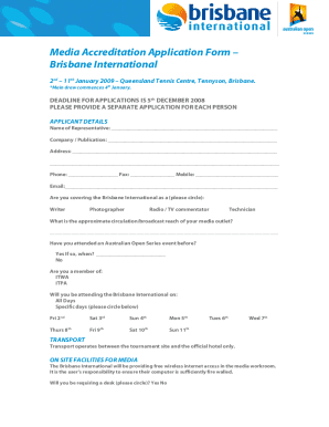 Fillable Online Media Accreditation Application Form.doc Fax Email Print - pdfFiller