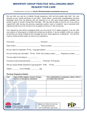 Fillable Online Midwifery Group PracticeRequest for Care Form Fax Email ...