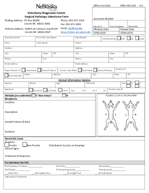 Fillable Online vbms unl NVDC Surgical Pathology Submission Form Fax Email Print - pdfFiller