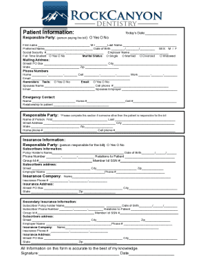 Fillable Online PATIENT INFORMATION SHEET TODAYS DATE Fax Email Print ...