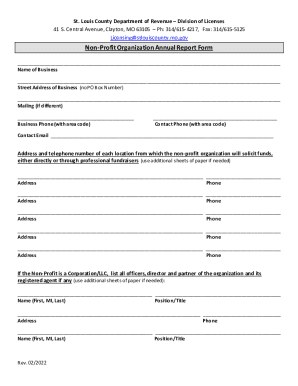Fillable Online Non-Profit Organization Annual Report Form Fax Email ...