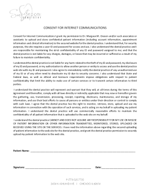Fillable Online Consent for Internet Communications - StreamDent - The ...