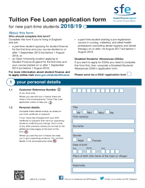 Fillable Online Student finance application forms and notes for new ...