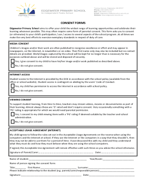 Fillable Online ONSENT FORMS - Edgewater Primary School Fax Email Print ...