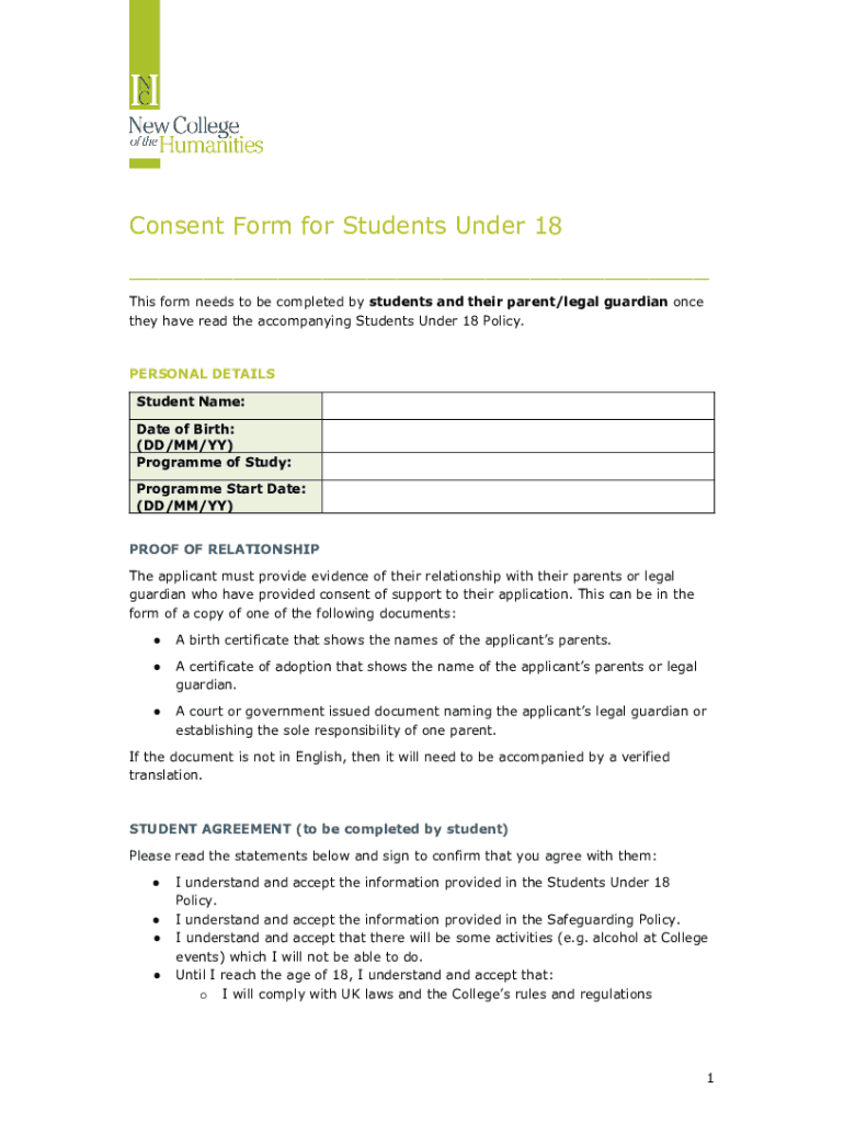 Fillable Online 18+ School Consent Form Templates in PDFDOCFreeFree ...