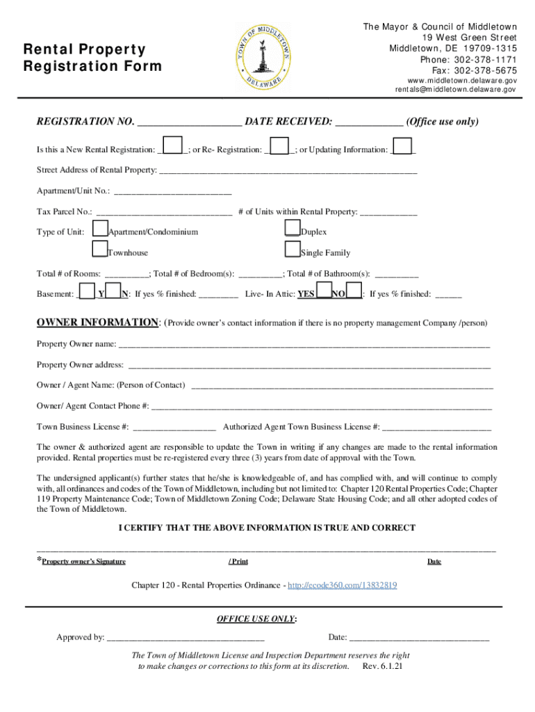 Fillable Online Rental Property Registration Form Fax Email Print ...