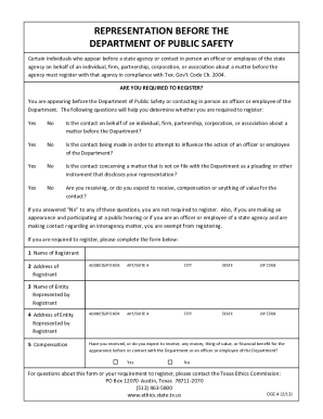 Fillable Online www.dps.texas.govInternetformsgetFormREPRESENTATION ...