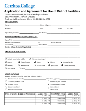 Fillable Online Facilities Application Form Fax Email Print - pdfFiller