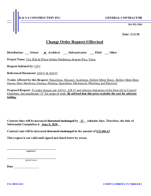 Fillable Online Change Order Request #1Revised Fax Email Print - pdfFiller